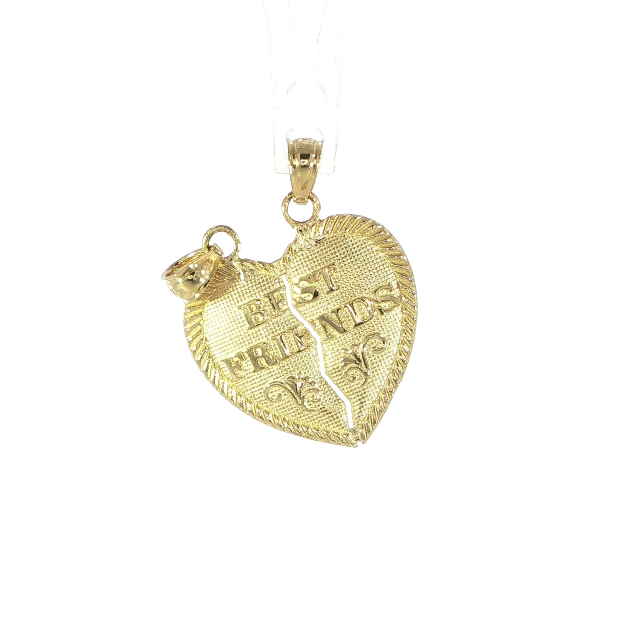 14K Gold BFF Split Heart Pendant