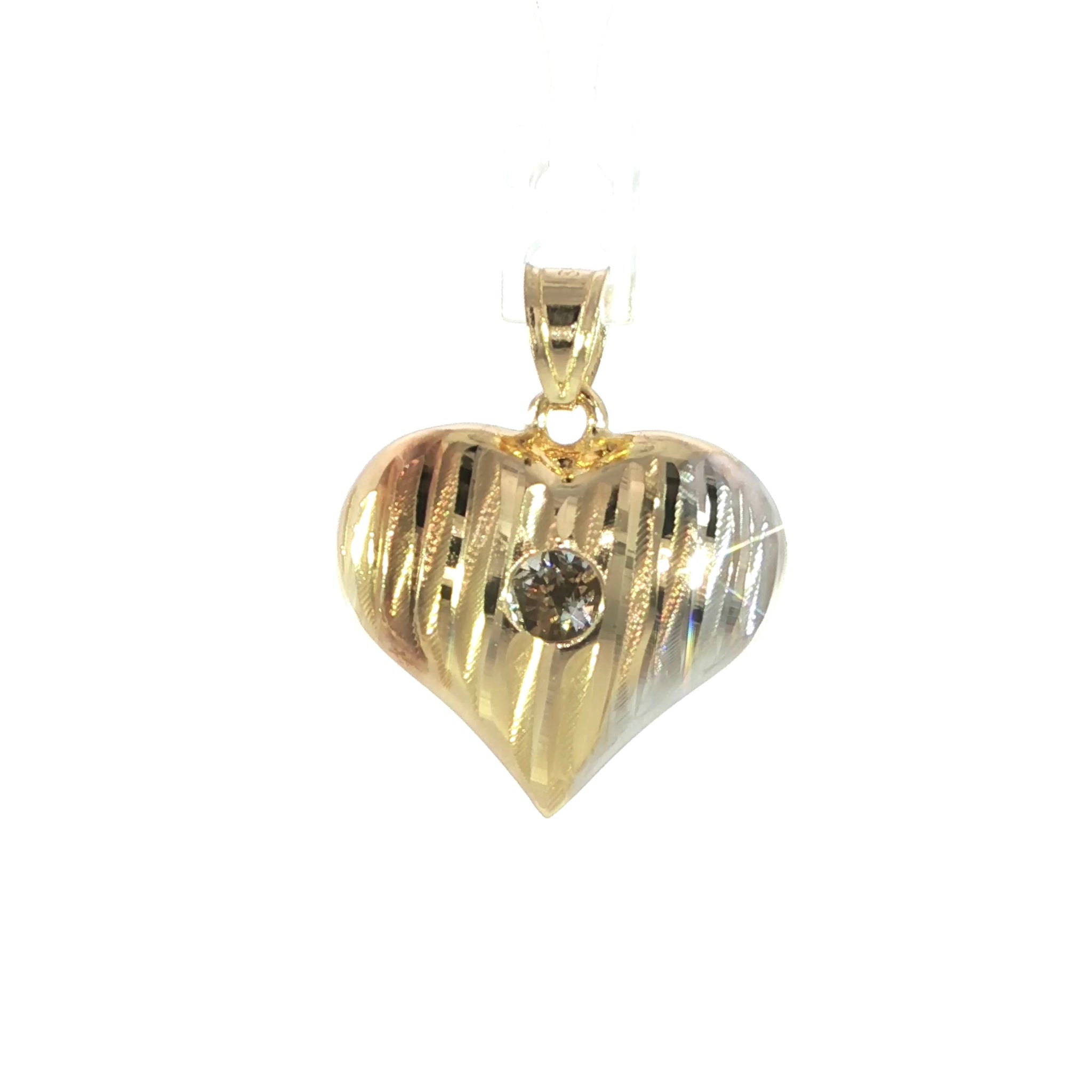 14K Tri-Color Gold Heart Pendant – CZ